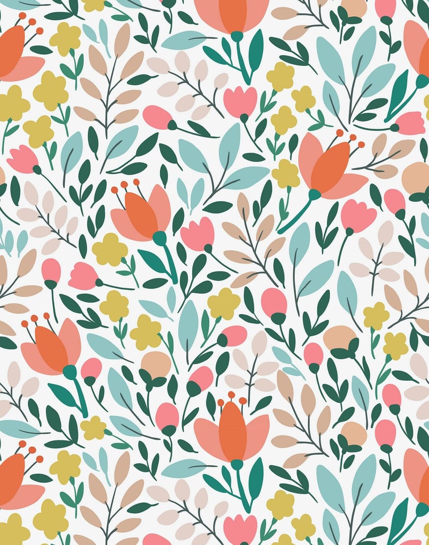 Ecological nonwoven wallpaper with floral pattern PAIGE By Bobbi Beck