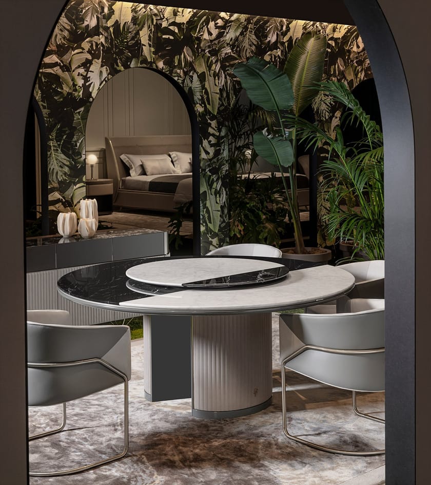 STARLIGHT Round marble table with Lazy Susan By Visionnaire | design ...