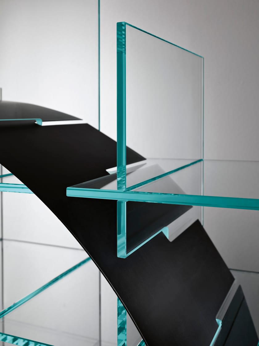 PARADIGMA Freestanding double-sided plate and glass bookcase By Tonelli ...