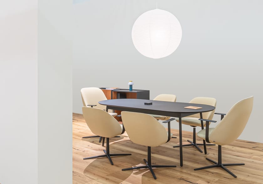 PARALEL | Chair with armrests Upholstered fabric chair with armrests By MDD