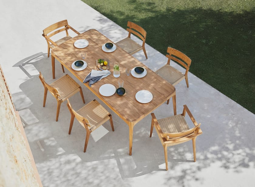 PARALEL Rectangular teak garden table By POINT | design Gabriel Teixidó
