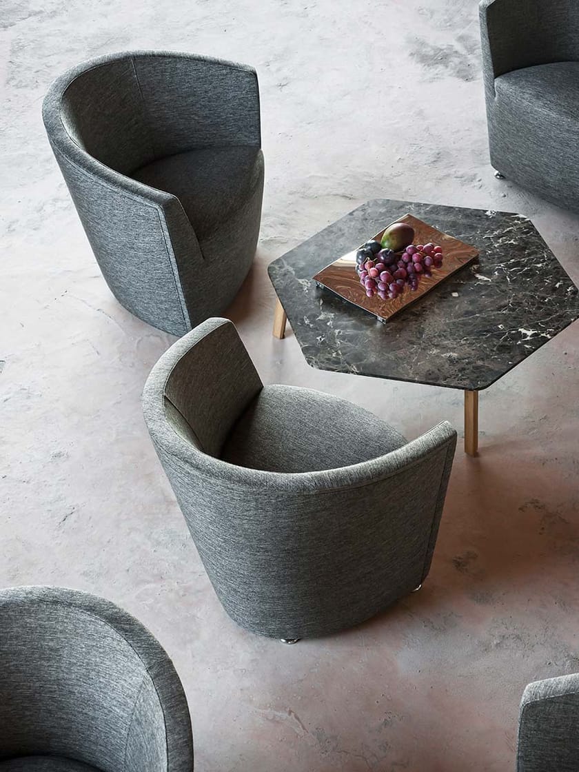 Fabric easy chair with armrests PARENTESI By Tacchini design Pietro Arosio