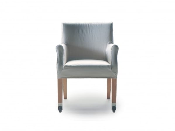 Fabric chair with removable cover with armrests PAUSA By Flexform