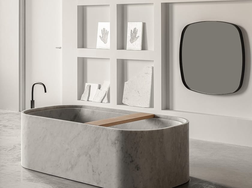 Freestanding oval natural stone bathtub PB BATH By COCOON design Piet Boon