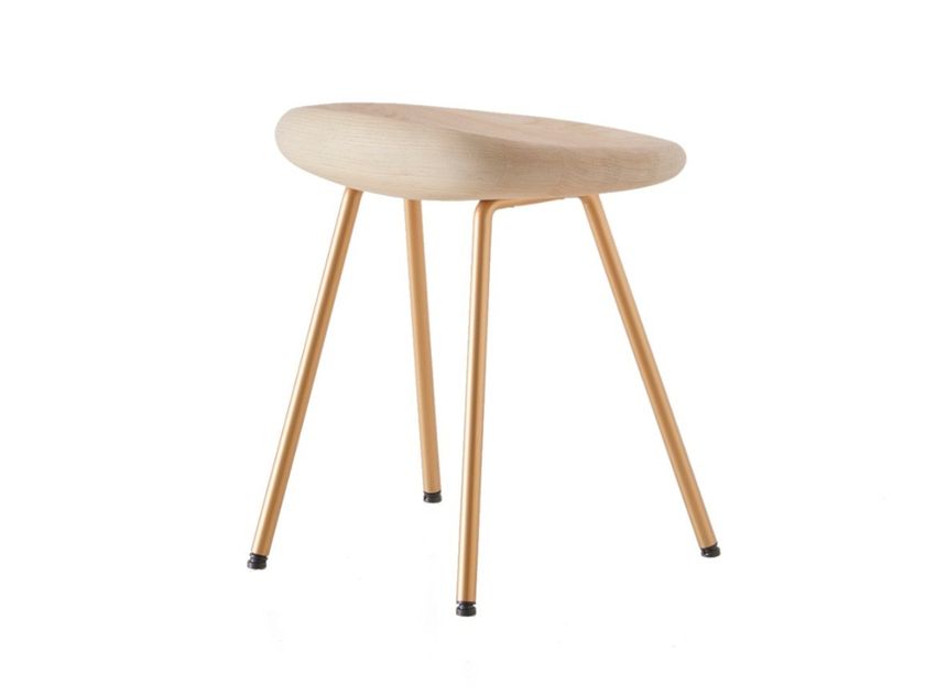 PEBBLE Steel and wood stool By BassamFellows | design Craig Bassam