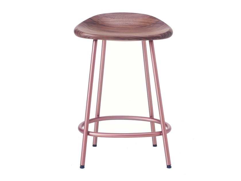 PEBBLE Steel and wood counter stool By BassamFellows | design Craig Bassam