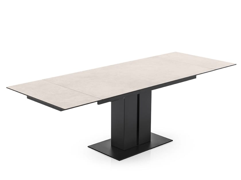 PEGASO Extending ceramic table with weighted metal base By Connubia