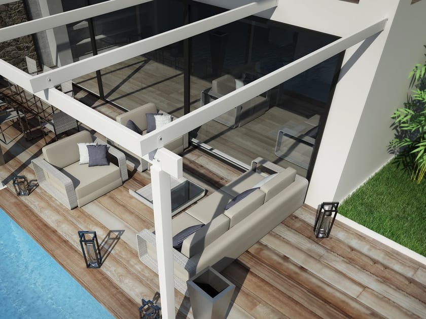 Wall-mounted bioclimatic pergola PERGAL By DIRELLO