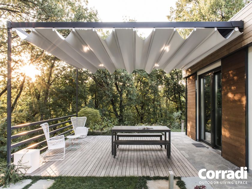 Steel pergola with sliding cover PERGOTENDA® EXYL By Corradi