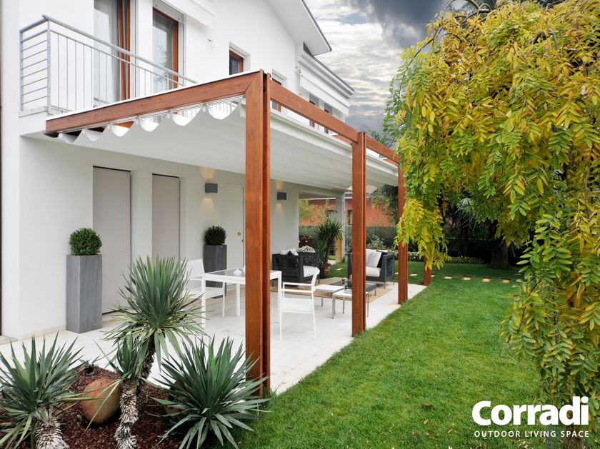 Wooden pergola PERGOTENDA® TWIN By Corradi
