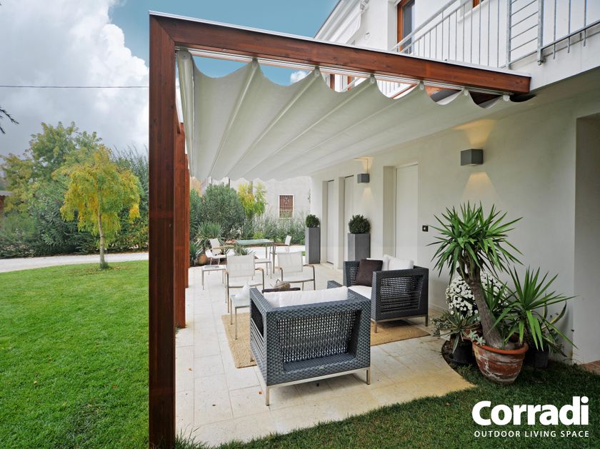Wooden pergola PERGOTENDA® TWIN By Corradi