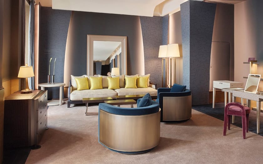 Swivel fabric armchair PERVINCA By Promemoria design Romeo Sozzi