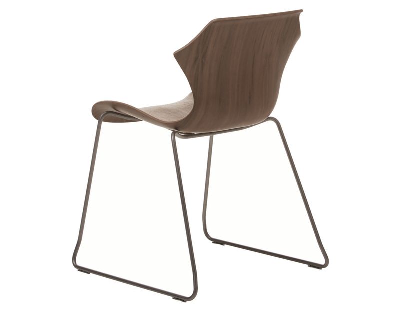 PETAL | Armless Chair Sled Base Sltackable wood and steel chair By ...