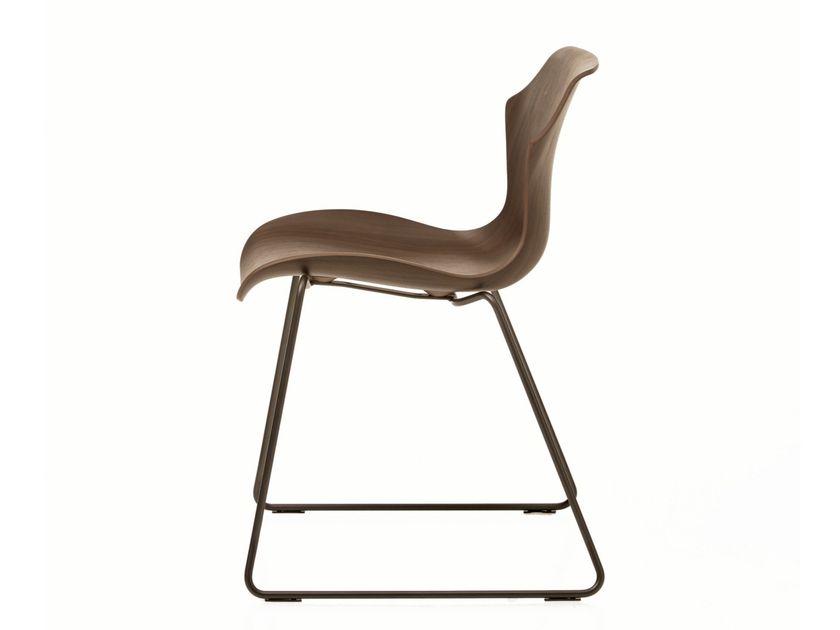 PETAL | Armless Chair Sled Base Sltackable wood and steel chair By ...