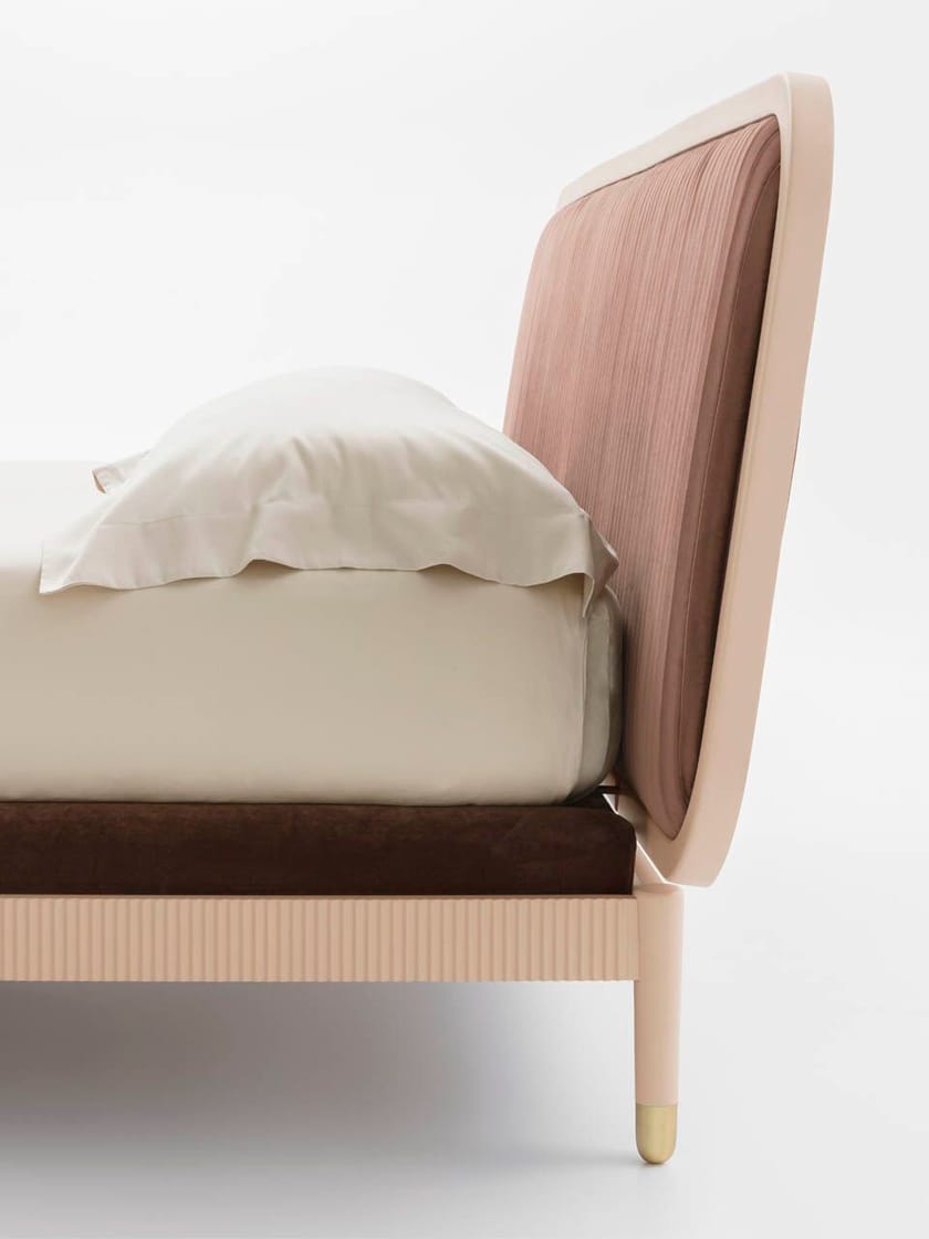 AMANTE PLISSÉ Wooden double bed with upholstered headboard By PIANCA ...
