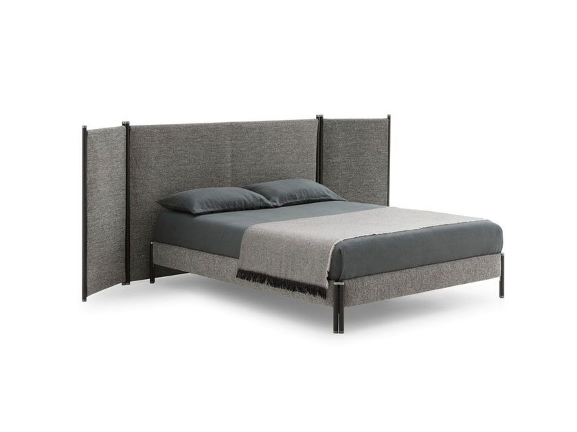 BRICOLA Fabric double bed with upholstered headboard By PIANCA