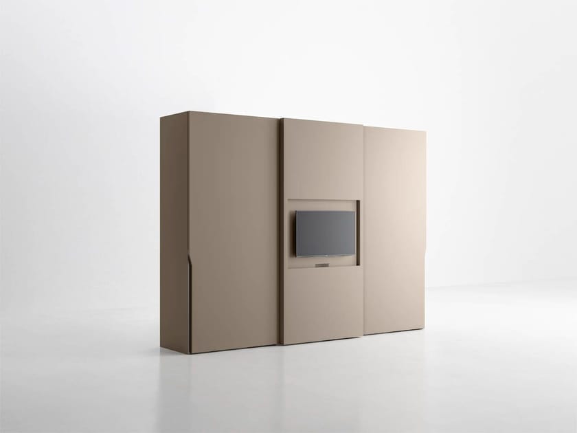 TV DOOR Sectional wooden wardrobe with sliding doors By PIANCA