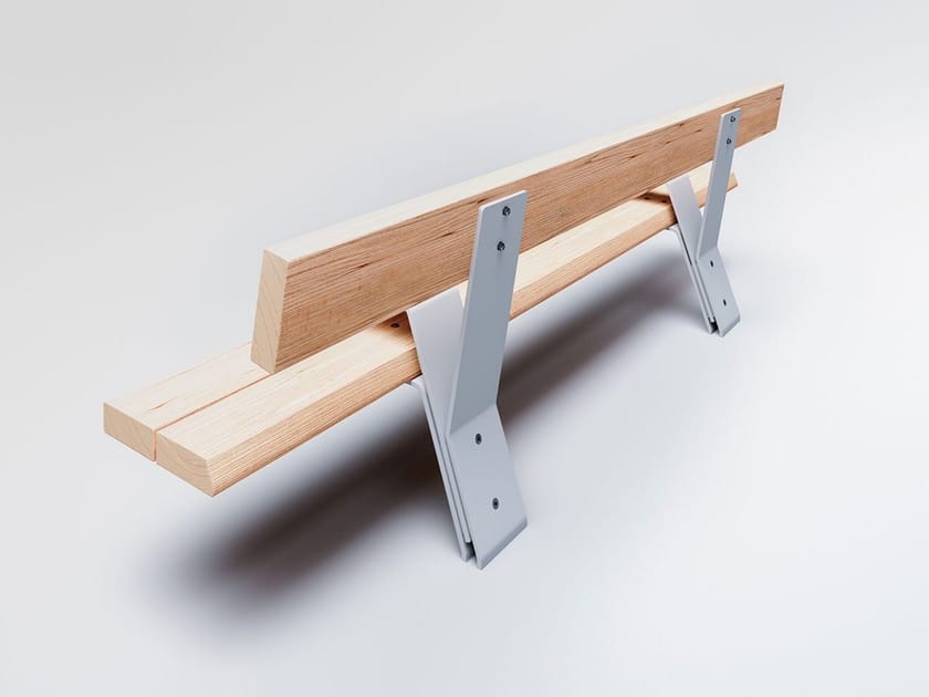 Steel and wood Bench with back PIK SEAT By Factory Furniture