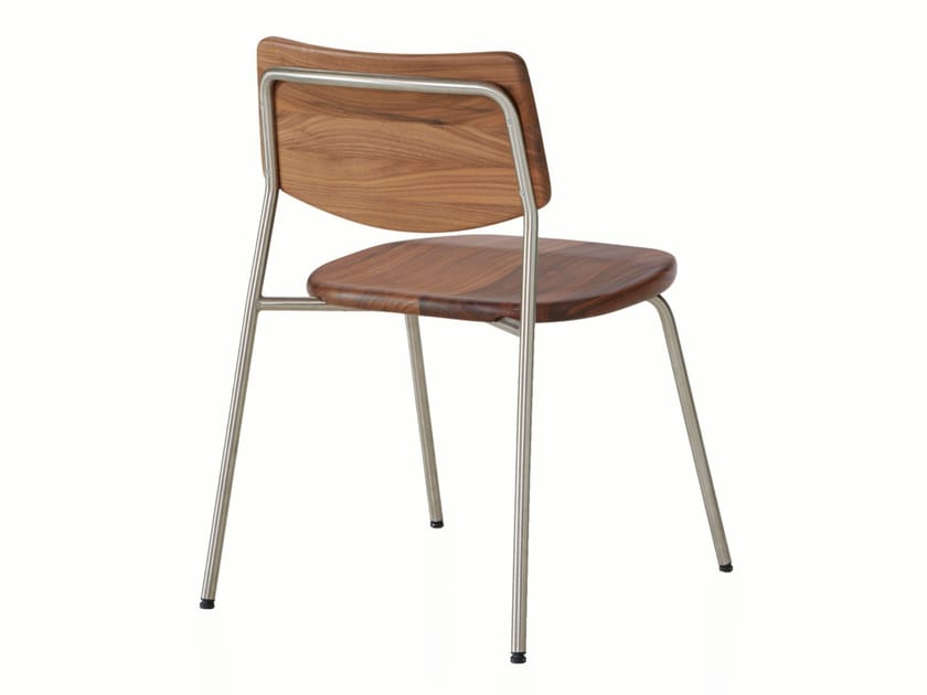 PIPE Stackable stainless steel and solid wood chair By BassamFellows ...