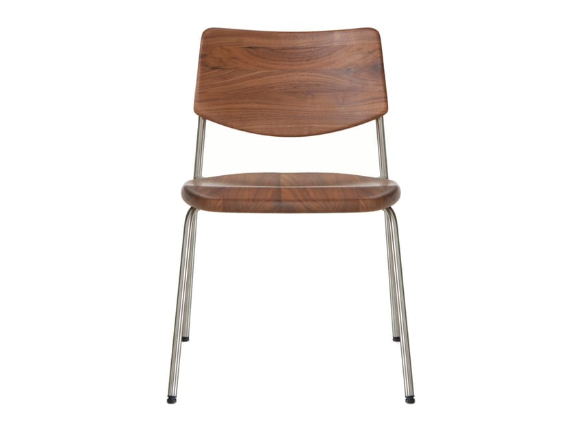 PIPE Stackable stainless steel and solid wood chair By BassamFellows ...