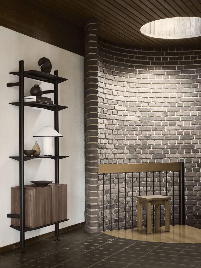 PIRA G2 Open wall-mounted aluminium and wood bookcase By String ...