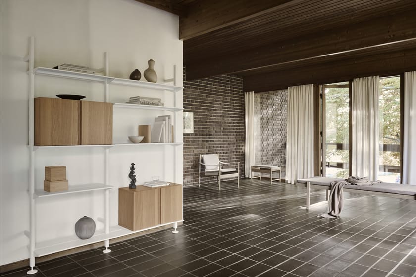 PIRA G2 Open wall-mounted aluminium and wood bookcase By String Furniture | design Olle Pira ...