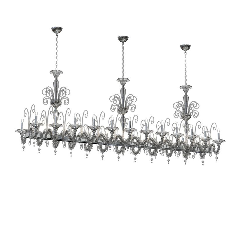 LOREDAN Lampadario lineare in Vetro di Murano By PIUMATI Murano Glass