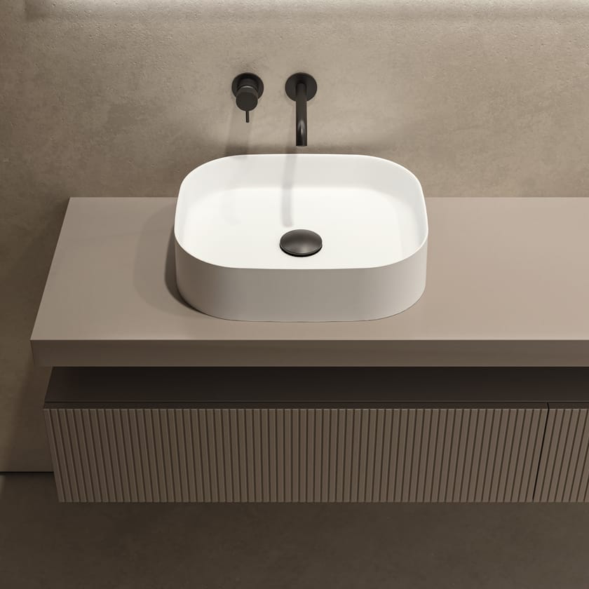 Piano lavabo singolo in legno PLANE H.6 - Moab - Edilportale