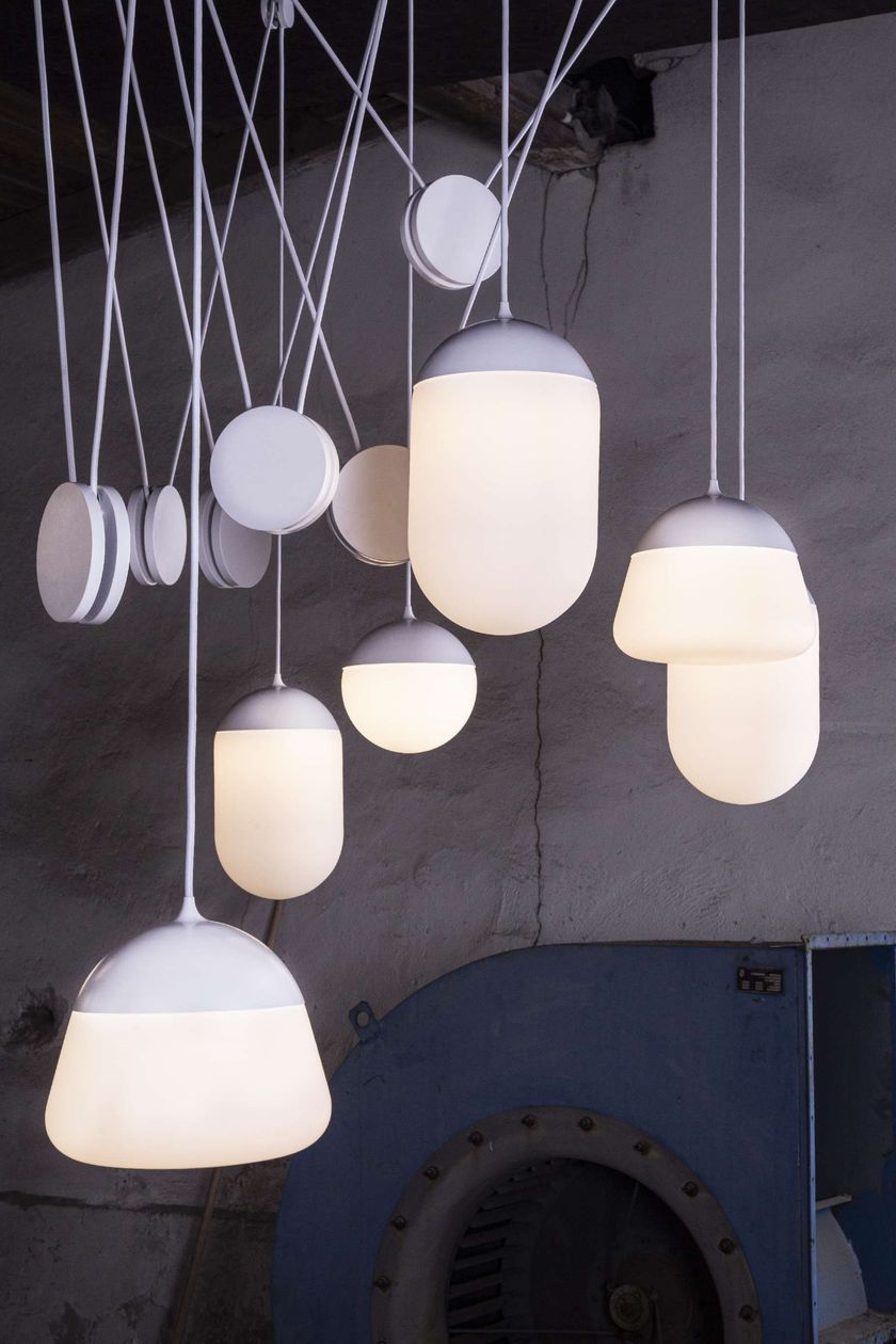 Blown glass and metal pendant lamp PLANETS By BROKIS design VRTIŠKA • ŽÁK