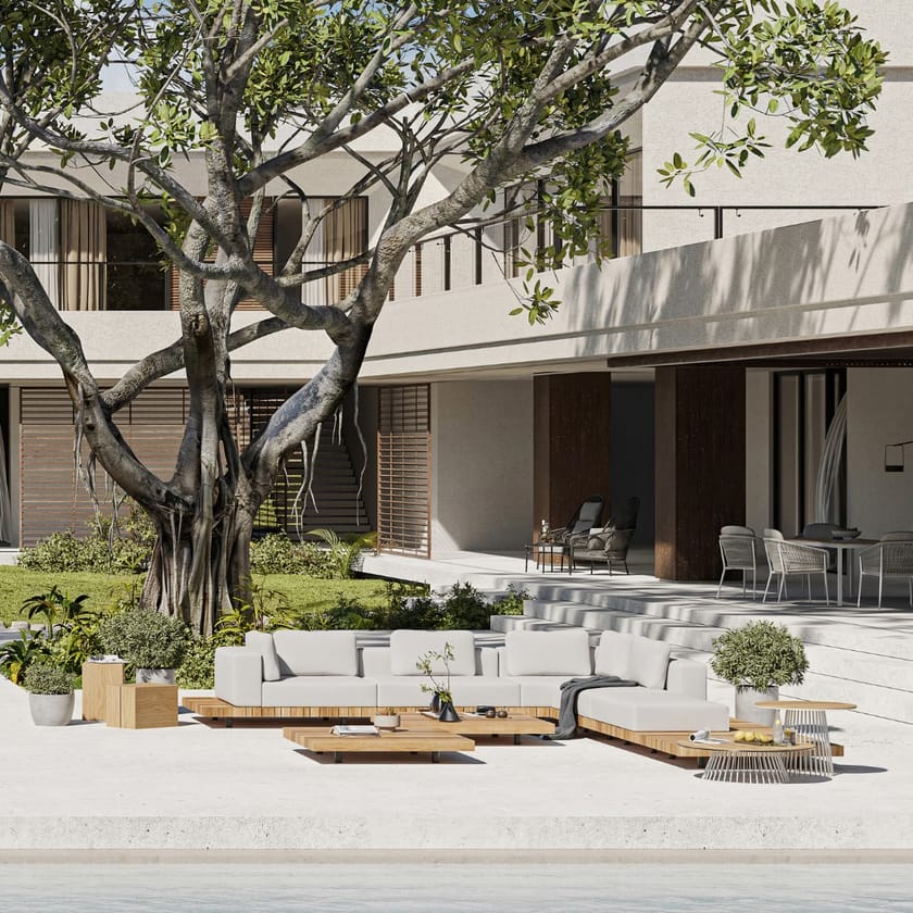 PLATEAU Tavolino basso quadrato in teak By solpuri | design Karsten Weigel