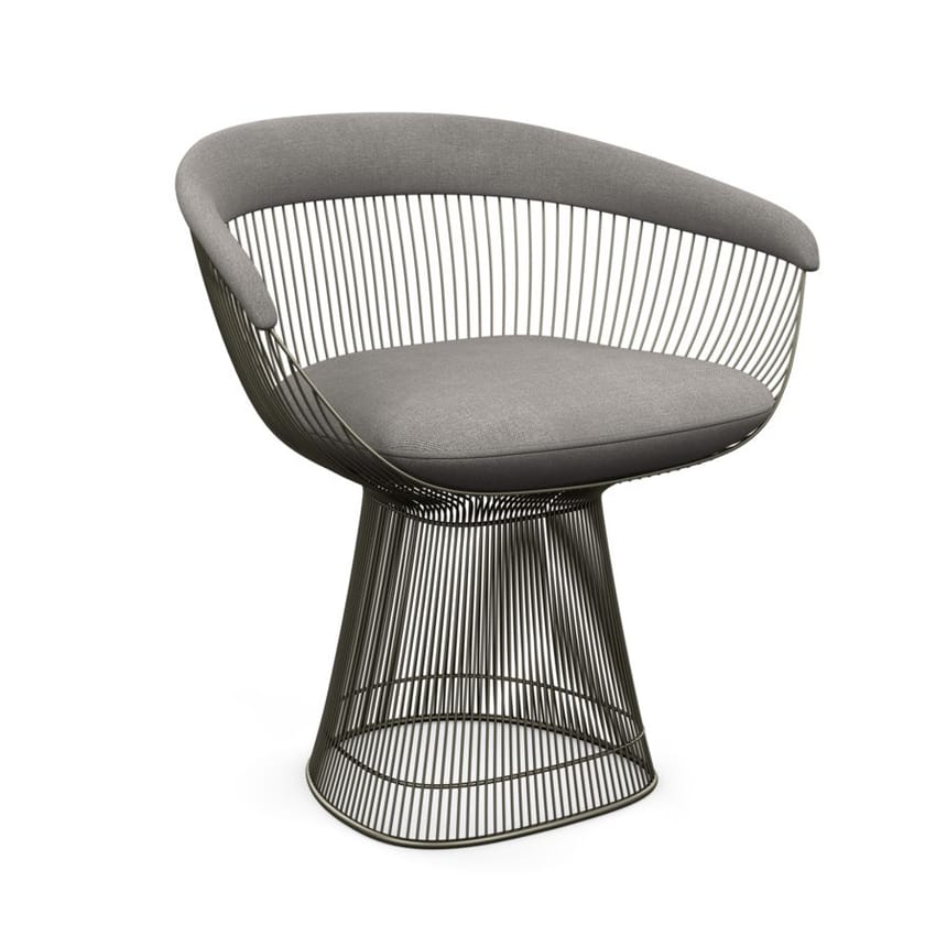 PLATNER Steel chair with armrests By Knoll | design Warren Platner