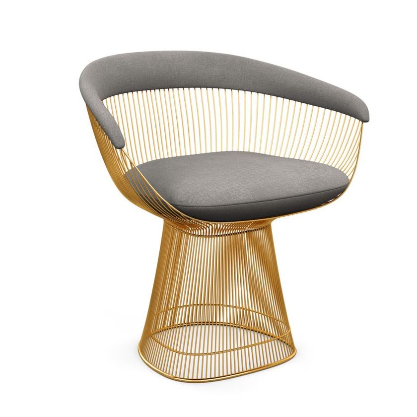 PLATNER Steel chair with armrests By Knoll | design Warren Platner