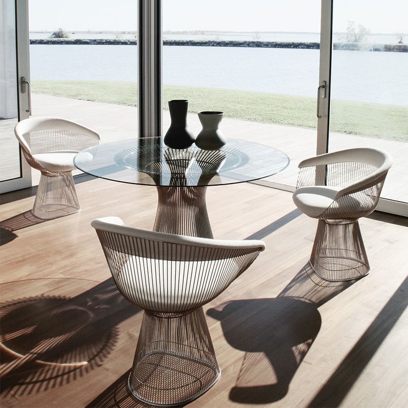 PLATNER | Glass and steel table By KNOLL design Warren Platner
