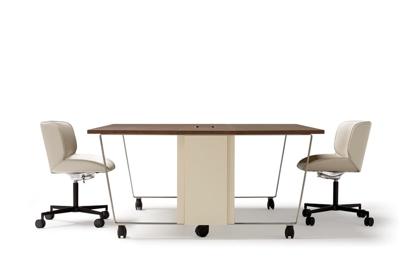 Mesa de reunión plegable de madera con ruedas PLEXY By José Martínez Medina