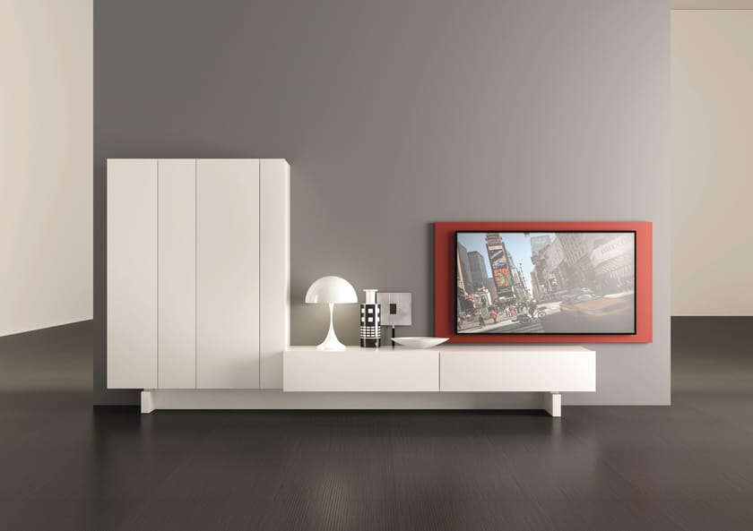 Sectional wooden TV wall system PLINTO 1.6 By FORMER design Pinuccio ...