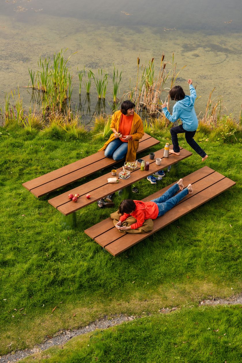 PLINTH Rectangular steel and wood table for public areas By VESTRE ...