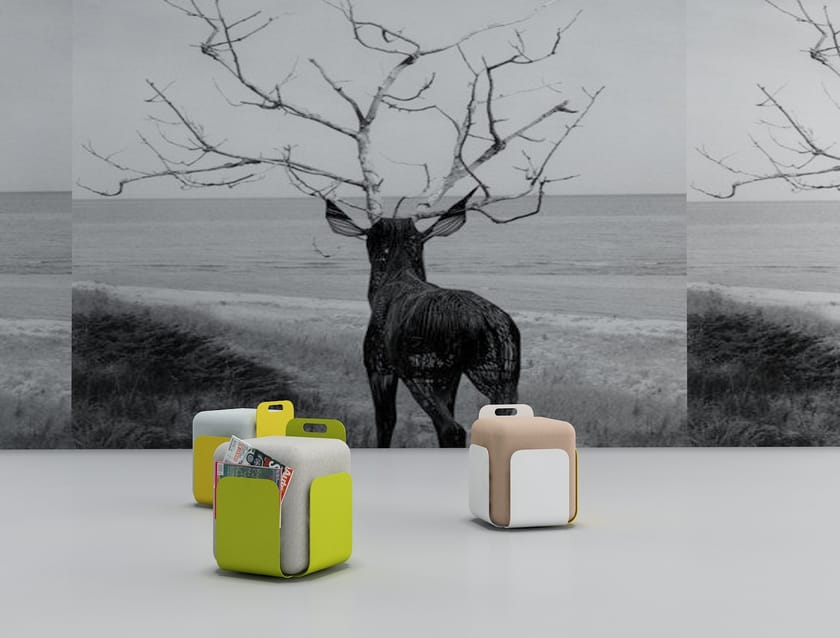 Upholstered square pouf POFF PUF By Tuna Ofis design Ozan Sinan Tığlıoğlu