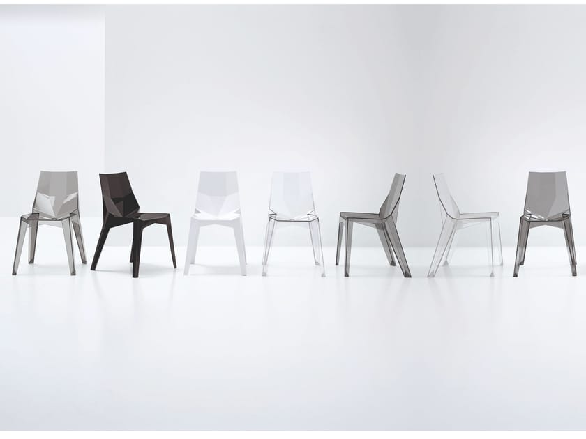 Stackable polycarbonate chair POLY By Bonaldo design Karim Rashid