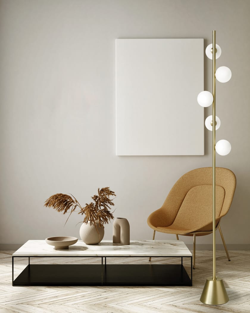 POMÌ Floor lamp in metal and opal glass By Miloox | design Marco Spatti