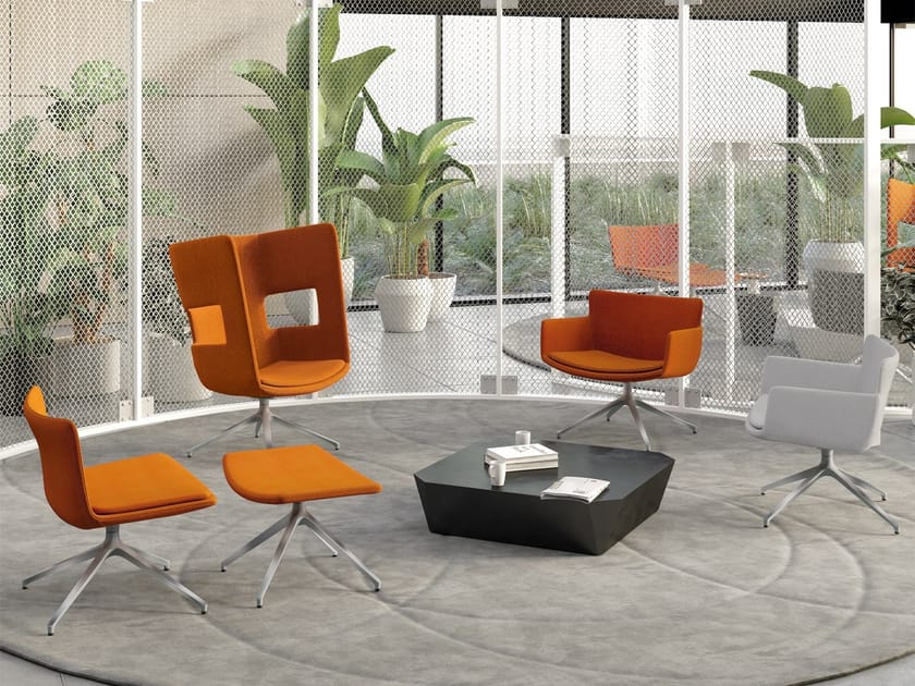 POPPEA SOFT Swivel fabric easy chair with armrests By FREZZA