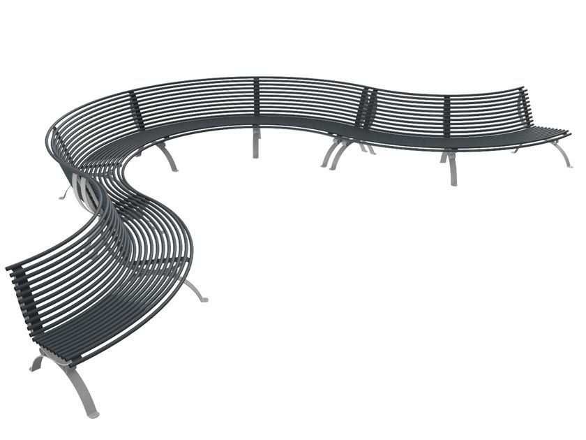 POSITANO Curved metal bench with back By Lazzari