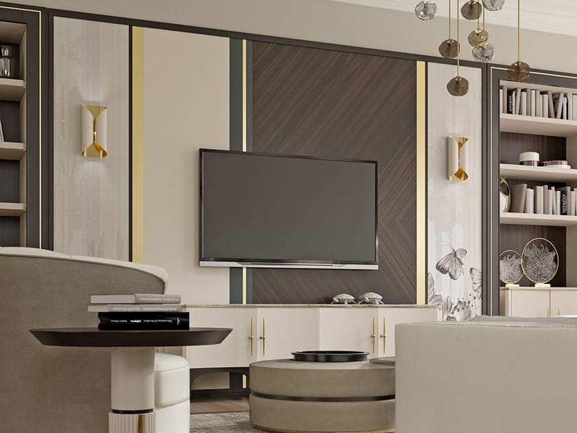 Custom wooden TV wall system PR.860.1 By Stella del Mobile