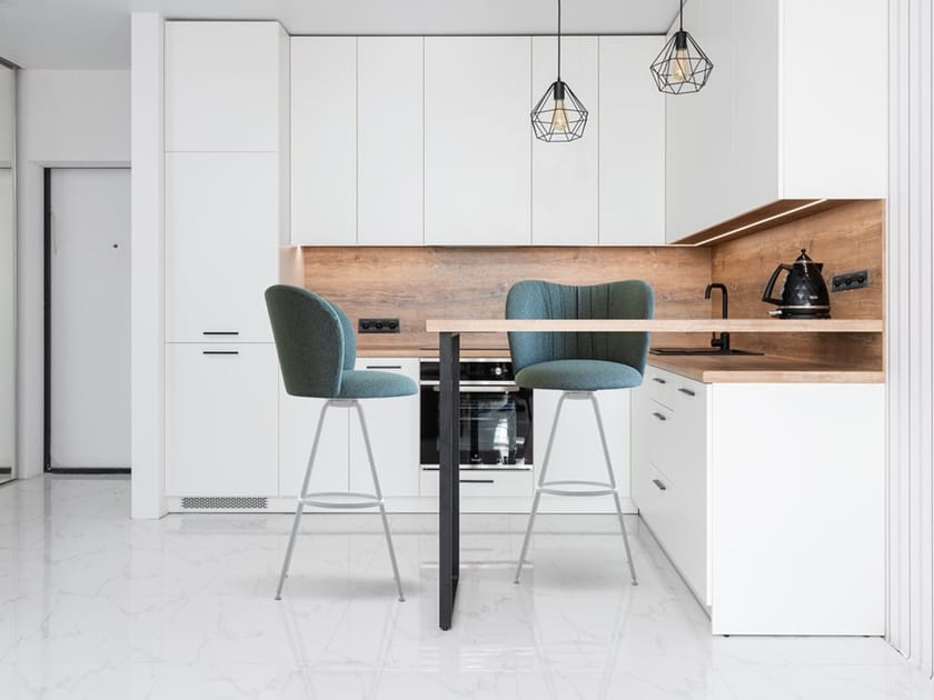 PRETTY Upholstered fabric barstool with footrest By Tonon | design ...