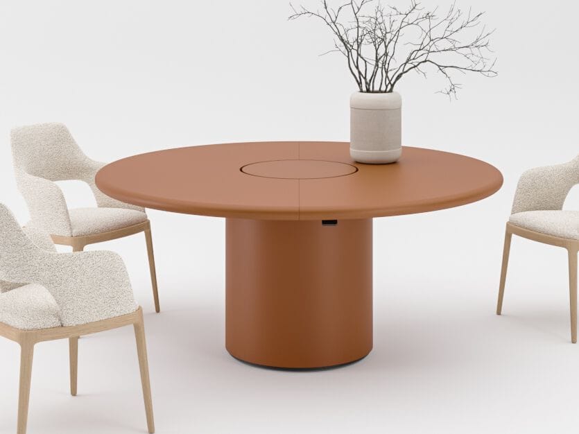 DEA COLOUR ROUND Round wooden meeting table with cable management By PROF