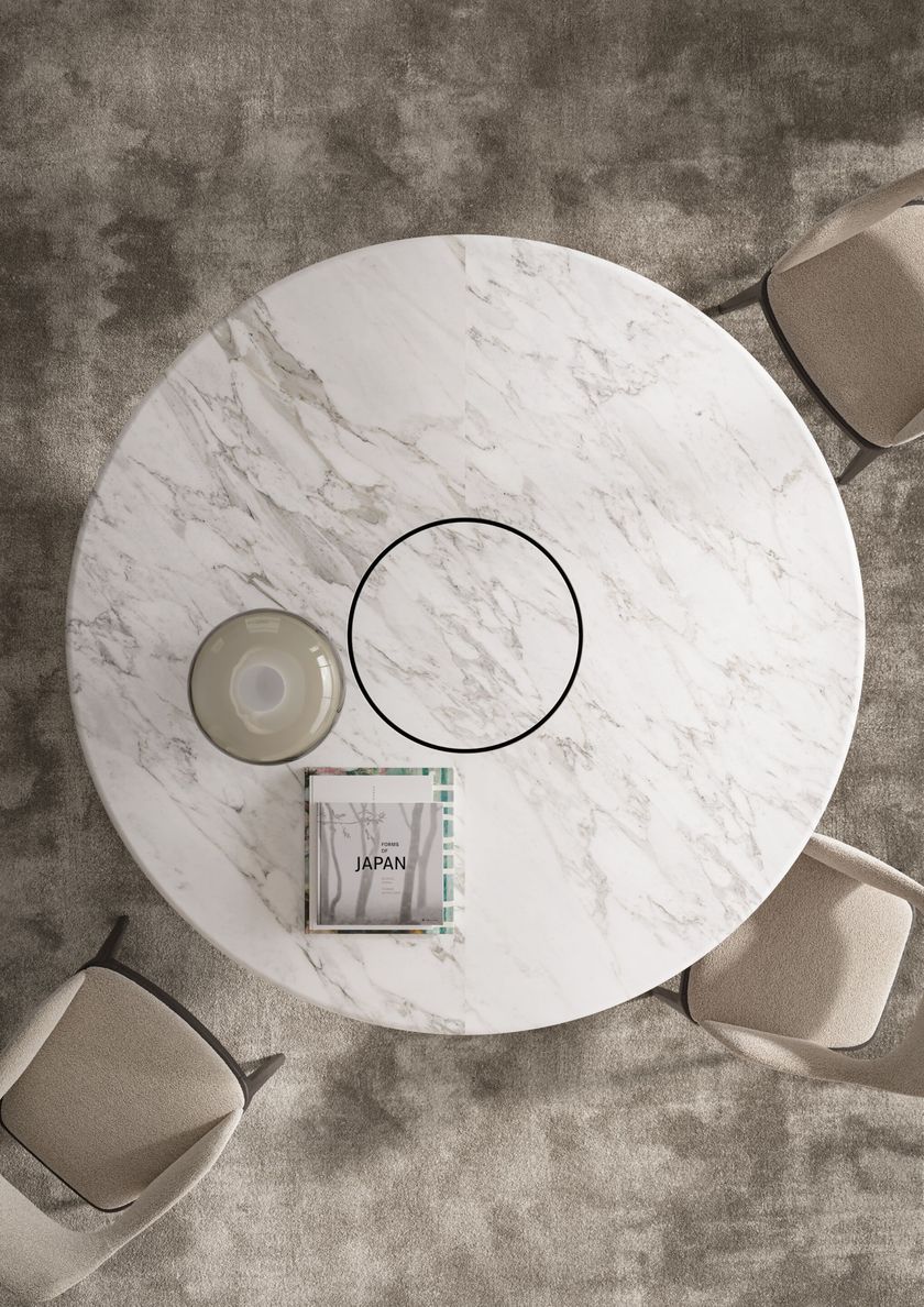 DEA MARBLE ROUND Round wooden meeting table with cable management and ...