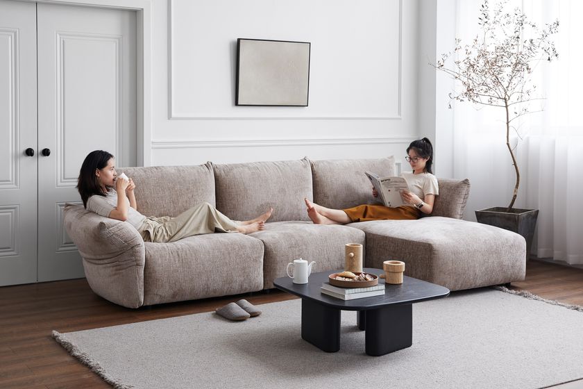 PUFF Fabric sofa with chaise longue By grado design