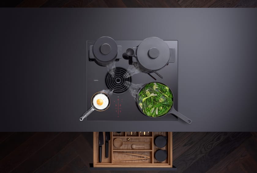 PURSA Induction flush-mount hob with integrated hood By BORA