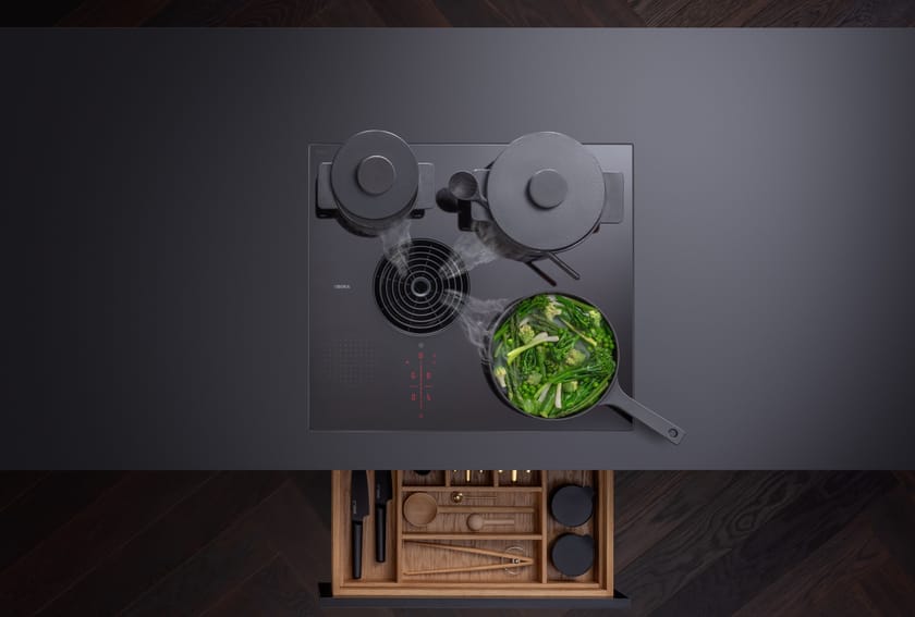 PURSU Induction flush-mount hob with integrated hood By BORA