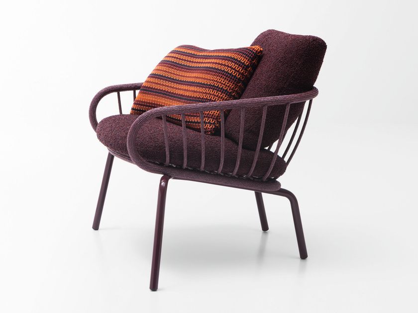 ERICA Fabric low lounge chair with armrests By Paola Lenti