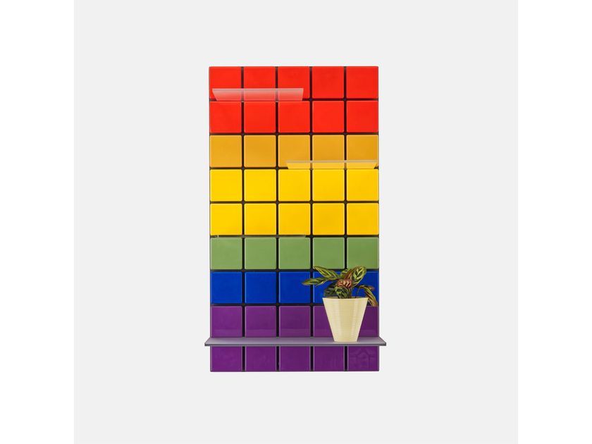 CONFETTI CK PRIDE Modular floating ABS bookcase By Pellington Design